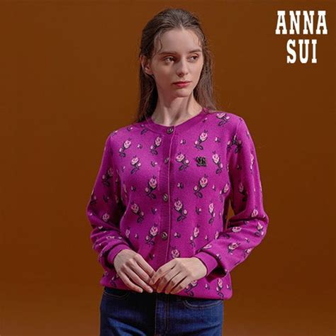 안나수이 23fw 로지 가든 자카드 니트 자켓