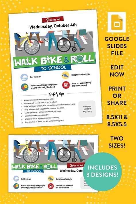 National Walk Bike And Roll To School Day Flyers 3 Different Event