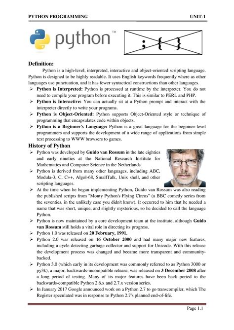 Unit 1 Historyfor Journal Definition Python Is A High Level