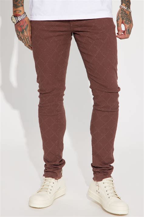 Ready To Celebrate Stacked Skinny Jeans Brown Fashion Nova Mens