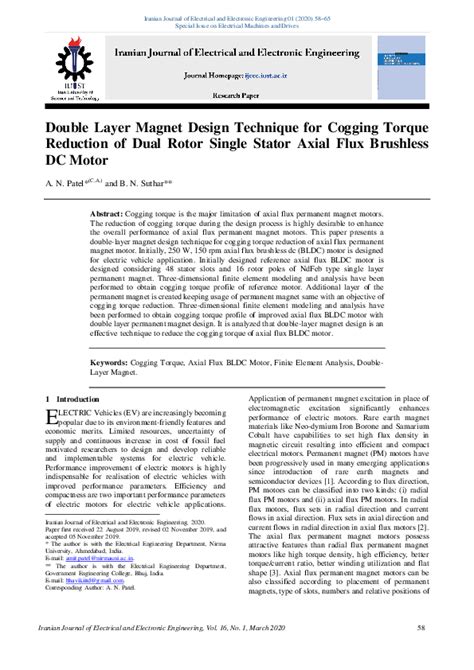 Pdf Double Layer Magnet Design Technique For Cogging Torque Reduction Of Dual Rotor Single