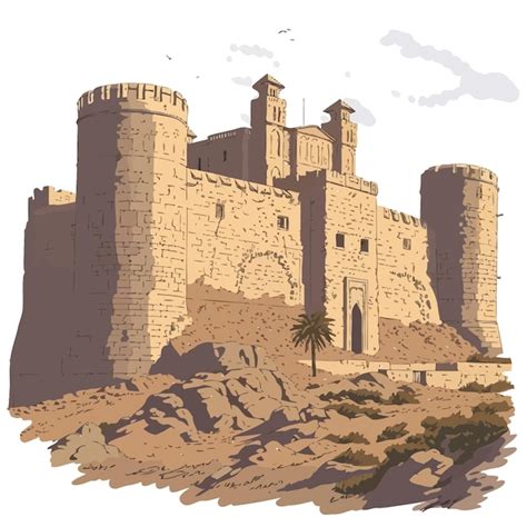 Premium Vector The Citadel Of Aleppo Vector Illustration