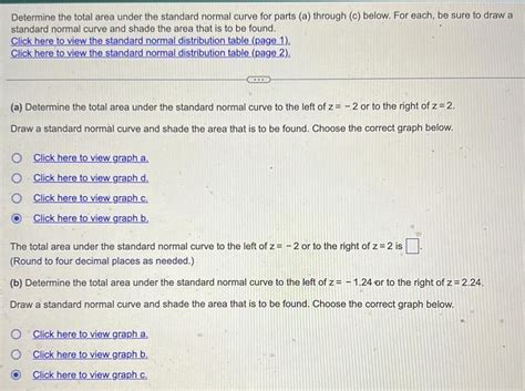 Answered Determine The Total Area Under The Standard Normal Curve For