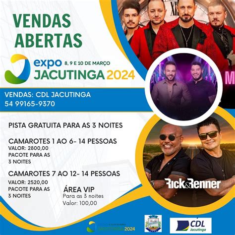INGRESSOS VIP E CAMAROTES À VENDA PARA SHOWS DA EXPO JACUTINGA 2024