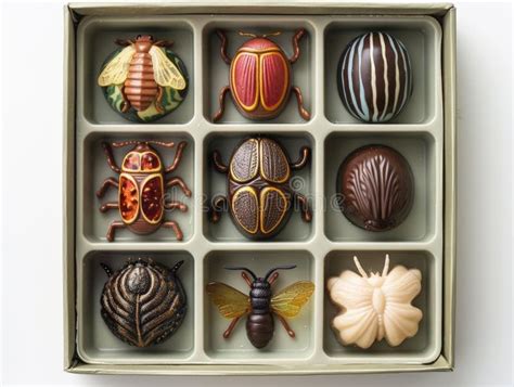 A Box Of Chocolates Shaped Like Realistic Bugs The Chocolates Are Made With Dark Milk And