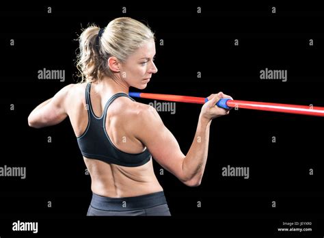 Athlete Preparing To Throw Javelin Stock Photo Alamy