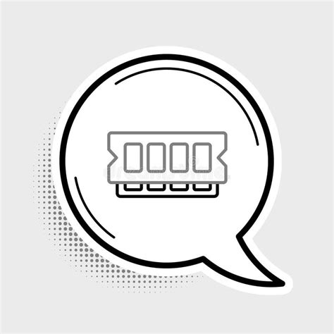 line ram random access memory icon isolated on grey background