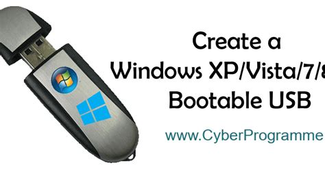 Create A Windows Xpvista788110 Bootable Usb Cyber Programmers Learn Programming
