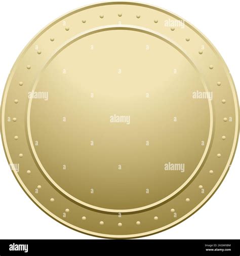 Golden Round Metal Button Realistic Blank Circle Stock Vector Image