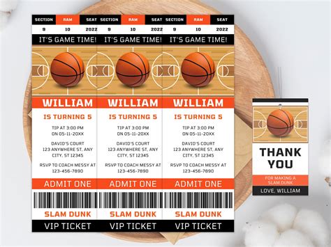Basketball Birthday Invitation Template Printable Basketball Etsy