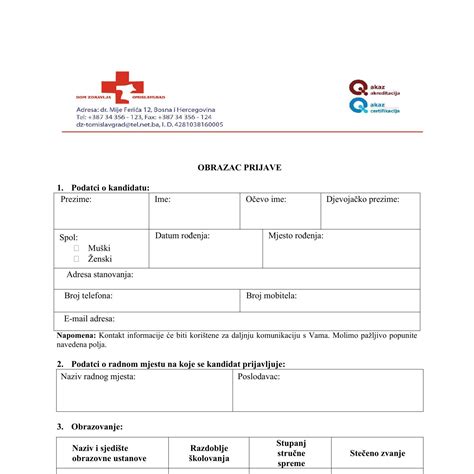 Obrazac Prijave Docx Docdroid