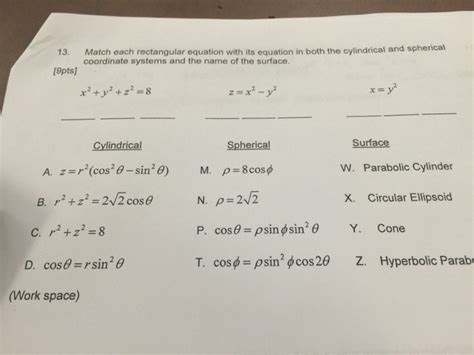 Solved Match Each Rectangular Equation With Its Equation In Chegg Com