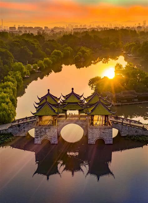 清晨的瘦西湖五亭桥摄影照片 花瓣网