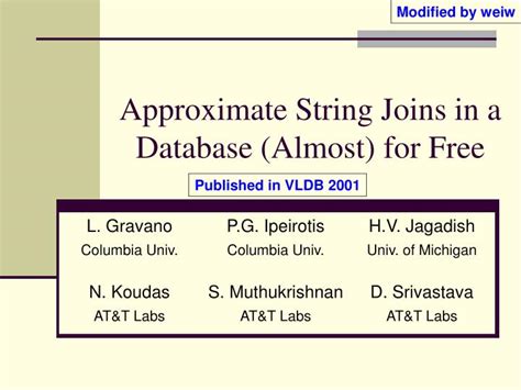 Ppt Approximate String Joins In A Database Almost For Free