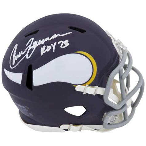 Chuck Foreman Signed Minnesota Vikings Throwback Riddell Speed Mini