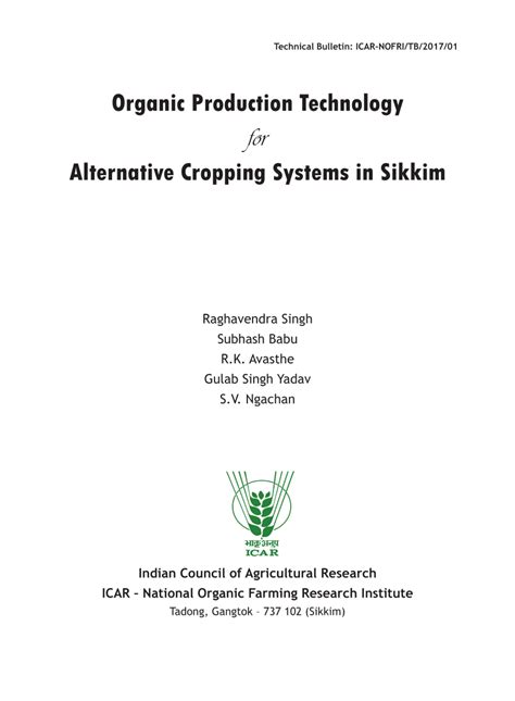 Pdf Organic Production Technology For Alternative Cropping Systems In