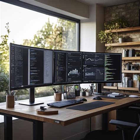 A Desk With Multiple Screens And Productivity Tools Showcasing An Efficient Remote Work Setup