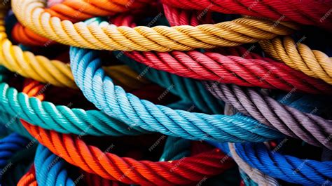 Premium Photo Assorted Colored Ropes Stacked Together