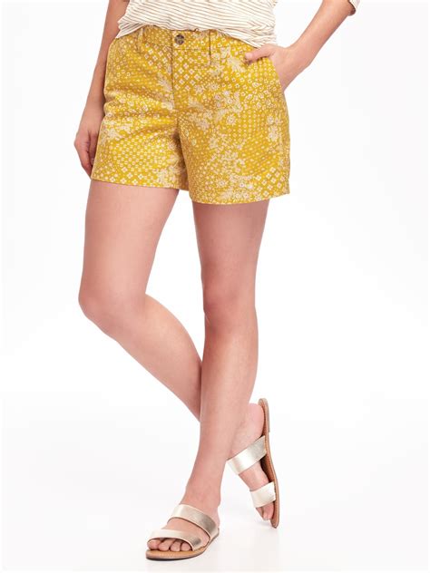 Mid Rise Everyday Twill Shorts For Women 5 Inch Inseam Old Navy