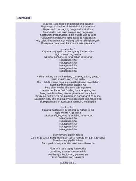 Ikaw Lang Lyrics Pdf Ikaw Lang Lyrics Pdf