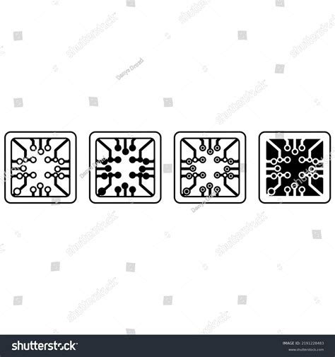 chip vector icon set microchip illustration stock vector royalty free