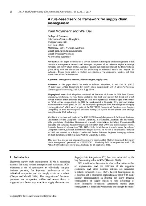 Pdf A Rule Based Service Framework For Supply Chain Management