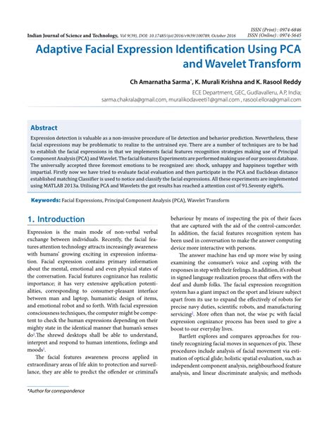Pdf Adaptive Facial Expression Identification Using Pca And Wavelet Transform