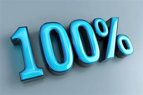 Glossy Blue 100 Sign Premium Ai Generated Image