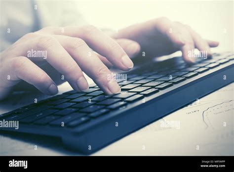 Business Woman Using Computer Keyboard Stock Photo Alamy