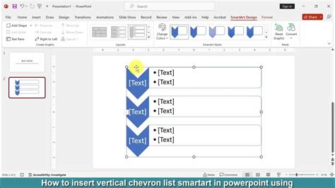 how to insert vertical chevron list smartart in powerpoint using youtube