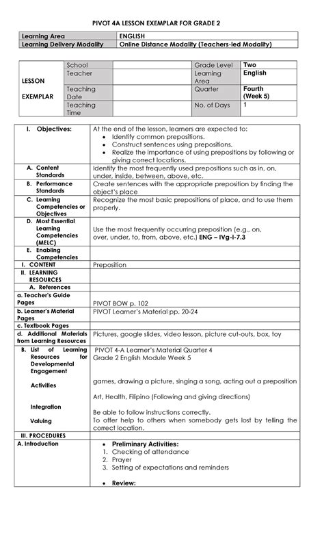 Lesson Exemplar English Grade 11 Sample Pivot 4a Less Vrogue Co