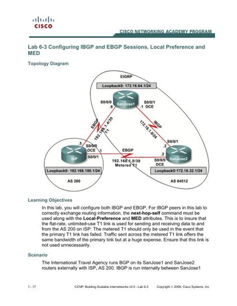 lab 6 3 configuring ibgp and ebgp sessions local preference