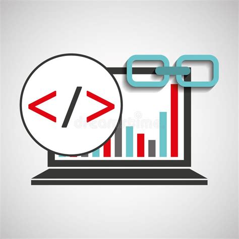 Laptop Coding Graphs Link Web Stock Vector Illustration Of Computing