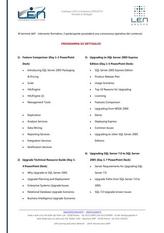 Ms Sql Server Upgrading To Microsoft Sql Server Scheda Corso LEN PDF