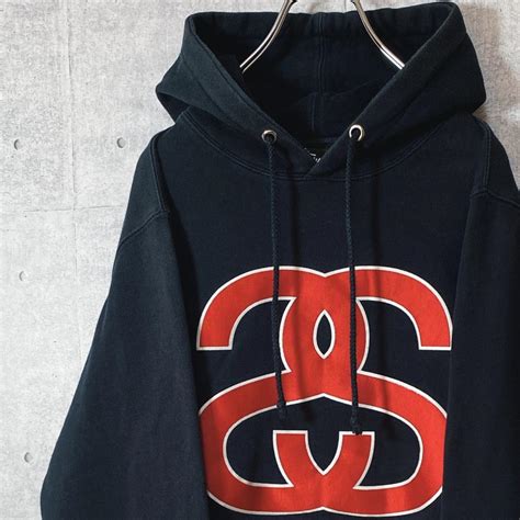 Stussyステューシー Ssリンク スウェット パーカー フーディ ネイビー 送料無料 3523円引き Swimmainjp