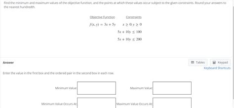 Solved Find The Minimum And Maximum Values Of The Objective Chegg