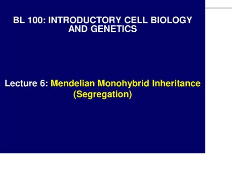 Mendelian 1st Law Of Inheritance Introduction To Cell Biology Stuvia Us