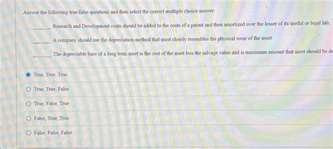 Solved Answer The Following True False Questions And Then