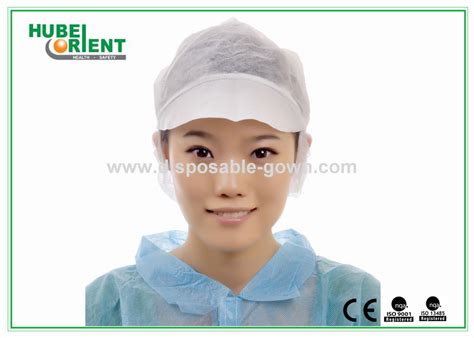 Pp Single Snood Cap Disposable Non Woven Head Cap With Peak And Hairnet