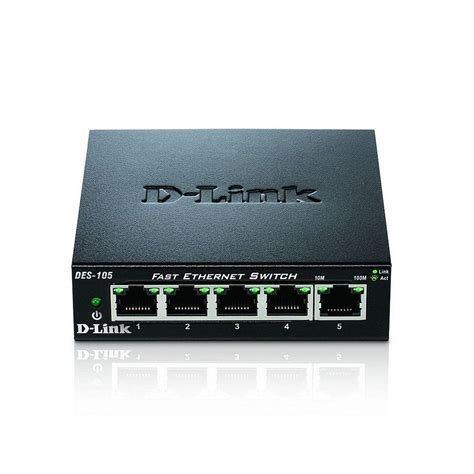 D Link 5 Port 10100 Unmanaged Metal Desktop Switch Des105 The Home Depot