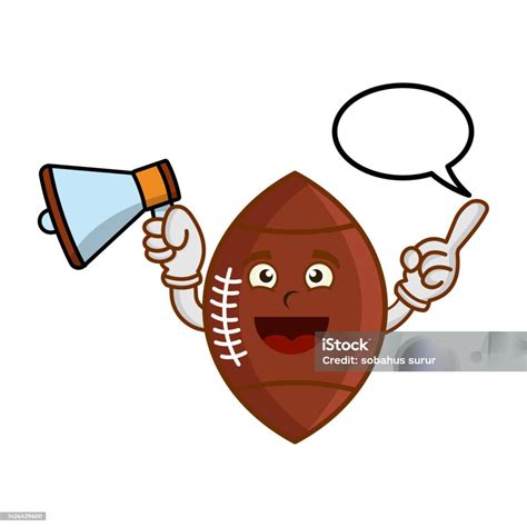 만화 캐릭터 메가폰과 미식 축구 그림 플랫 스타일 인쇄 디자인 어린이 책 어린이 티셔츠 등 디자인 템플릿 벡터 개념에 대한 스톡 벡터 아트 및 기타 이미지 Istock