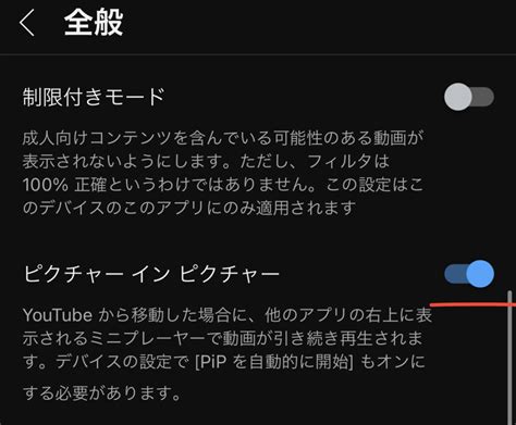 ピクチャインピクチャが使えなった理由と直し方。ユーチューブの設定とか ／ ニコアのブログ