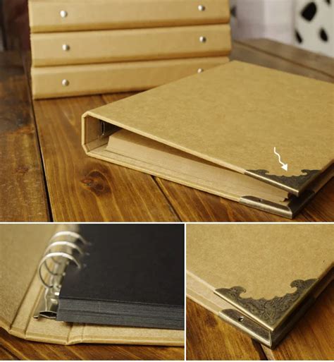 Blank Cover Loose Leaf Diy Handmade 40 Pcs Black Kraft Pages Scrapbook