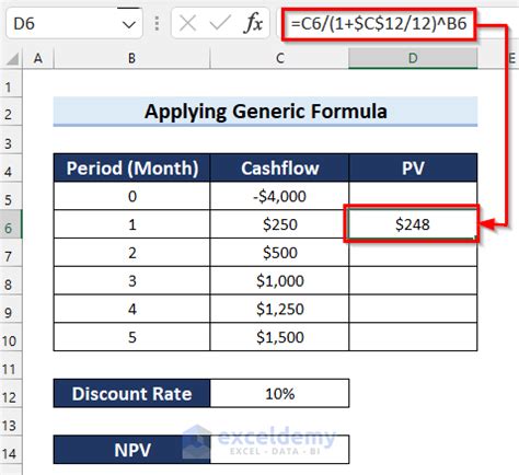 How To Calculate Npv For Monthly Cash Flows With A Formula In Excel