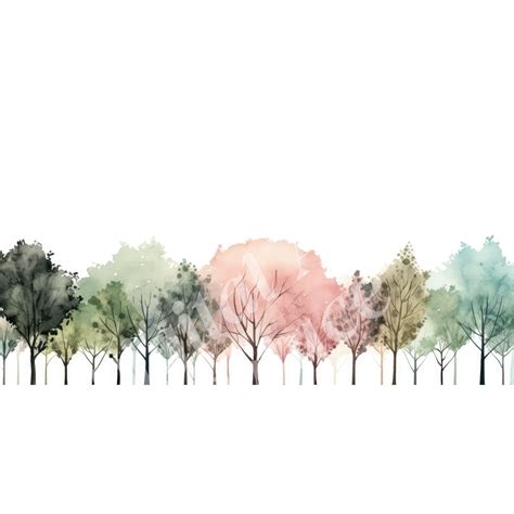 Tree Border Clipart Trees Watercolor Clipart Jpgs Etsy