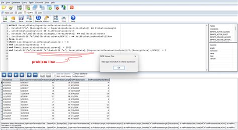 [sql] getting data type mismatch in criteria expression when comparing
