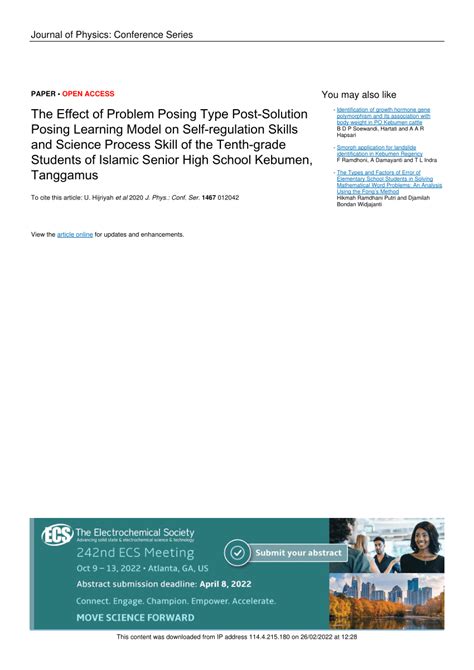 Pdf The Effect Of Problem Posing Type Post Solution Posing Learning Model On Self Regulation