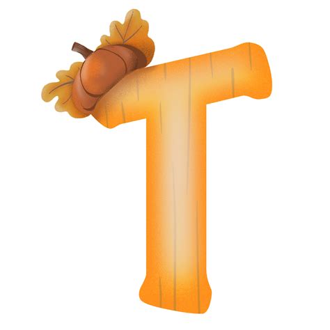 Letters A Z With Oak Tree Seeds In Autumn Season PNG