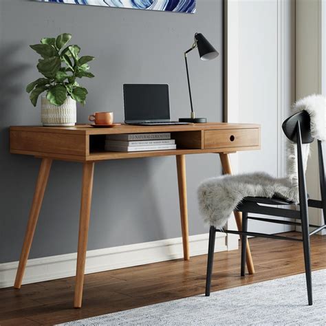 Nathan James Parker 42 In Walnut Modern Home Office Small Writing Desk