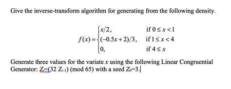 Solved Give The Inverse Transform Algorithm For Generating Chegg